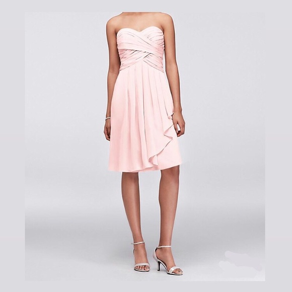 David's Bridal | Dresses | Short Crinkle Chiffon Dress With Front ...